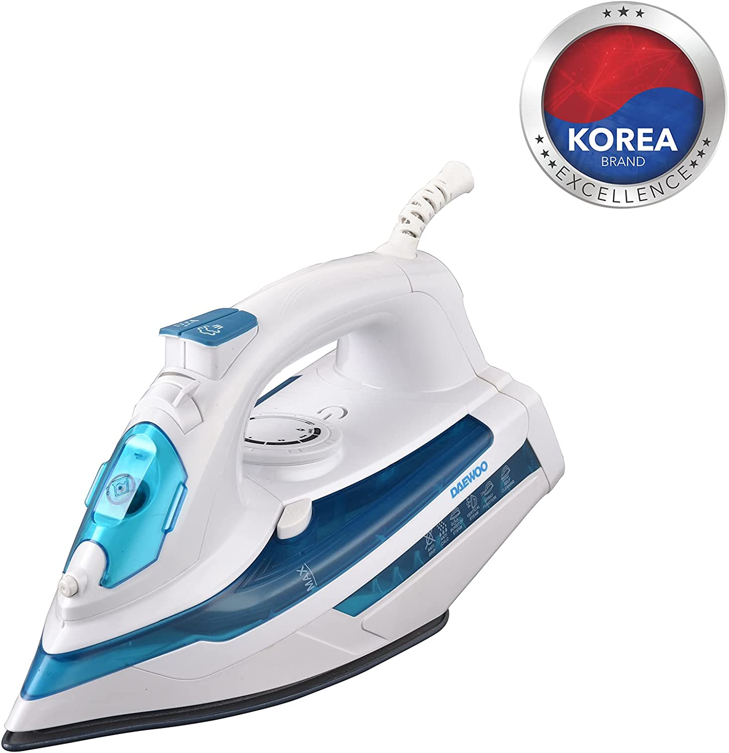 Daewoo 2400W Steam Iron Box with Ceramic Soleplate | The Grazie